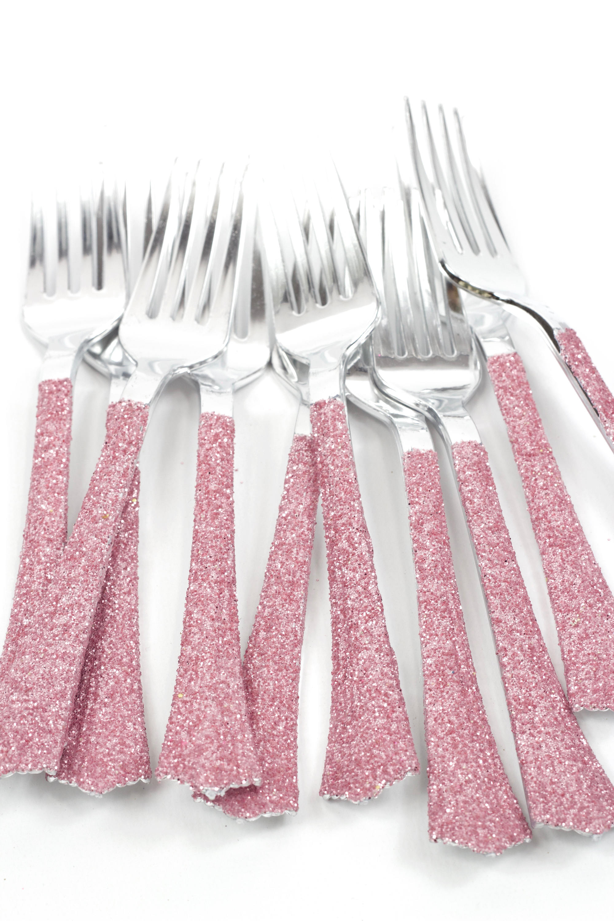 15pc Silver Forks Blush Pink Glitter Decorative - Etsy
