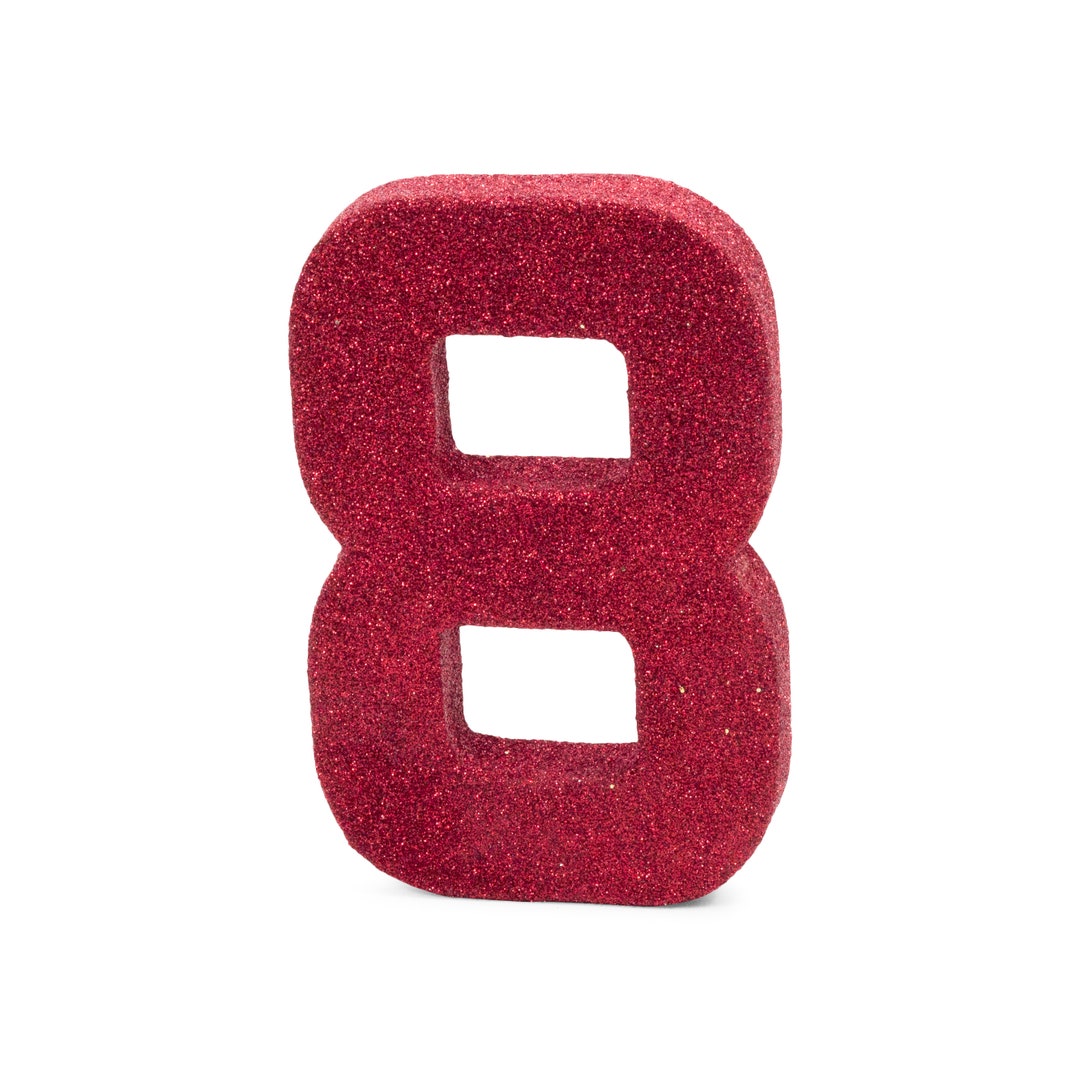 Giant Number 8 Red 8 8 Smash Cake Prop, Table Deco, XL Glitter Number ...
