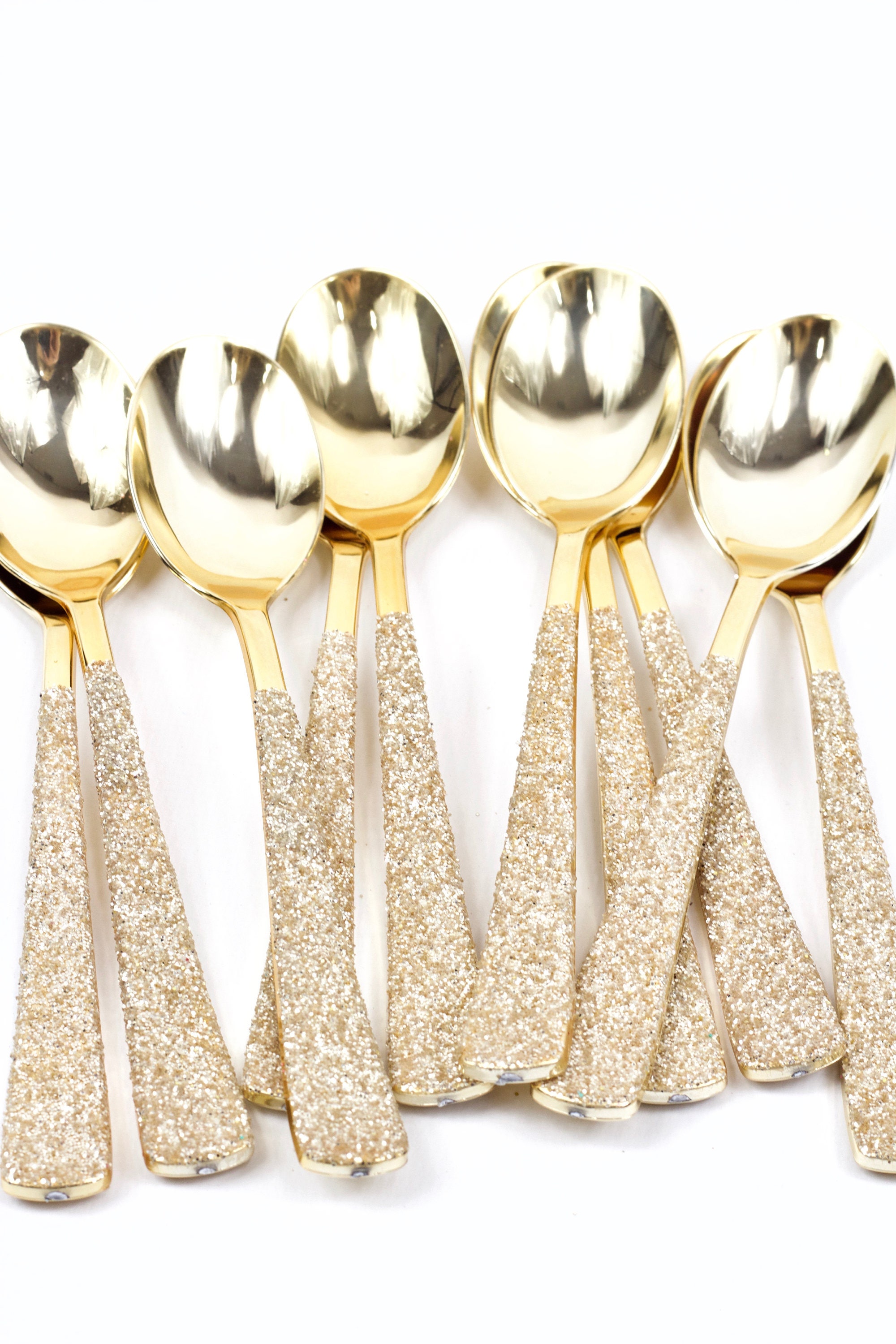 15pc Gold Spoons White Gold Glitter Decorative - Etsy