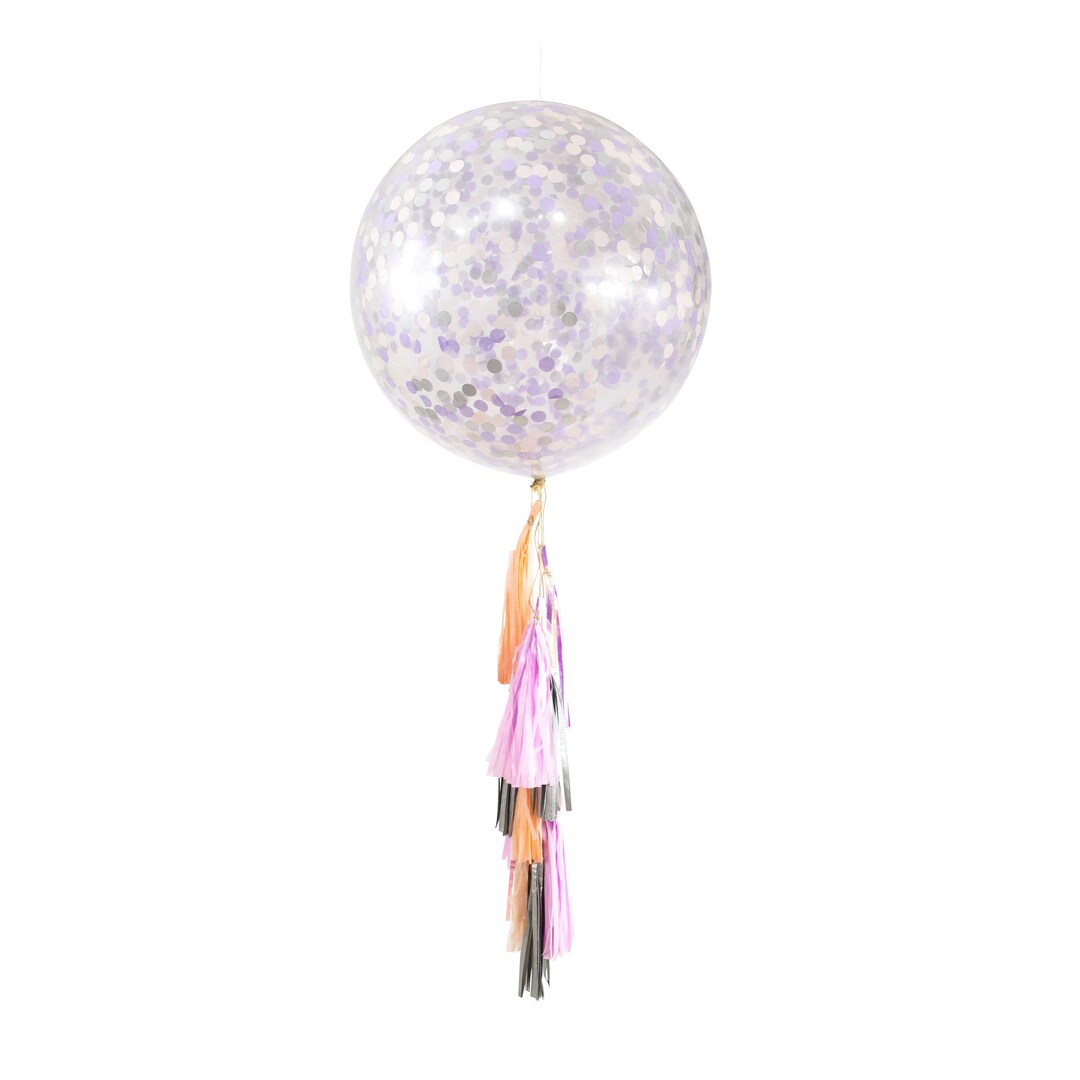 Large Confetti Balloon Lavender Silver Peach Giant Confetti - Etsy