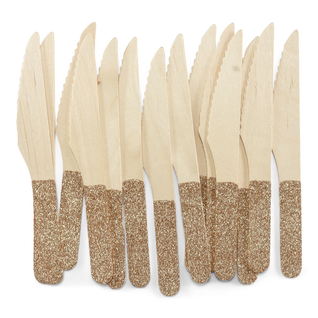 15pc Wood Glitter Knife Rose Gold Glitter Decorative - Etsy