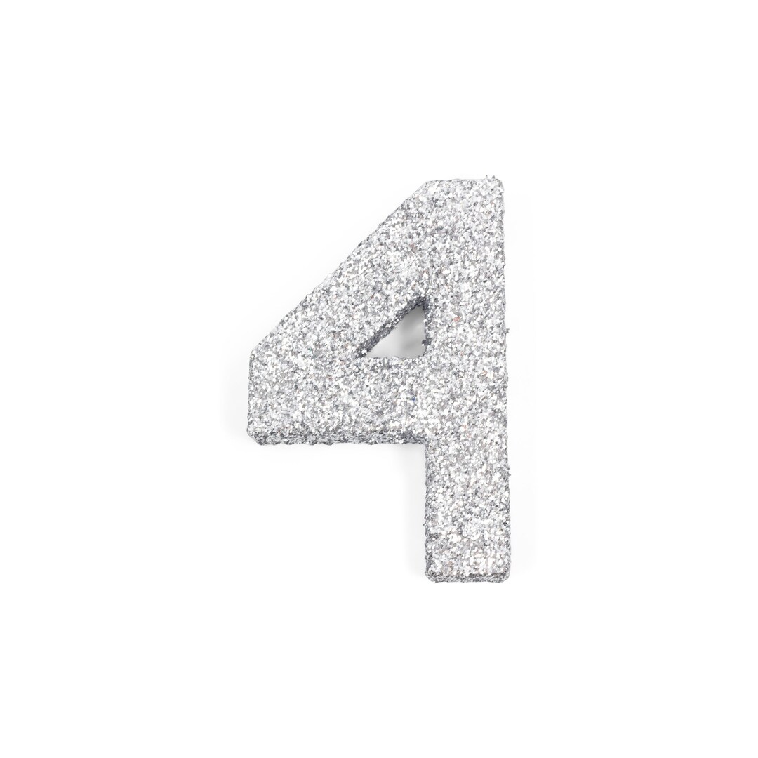 Giant Number 4 Silver Coarse 8 4 Smash Cake Prop, Table Deco XL Glitter ...