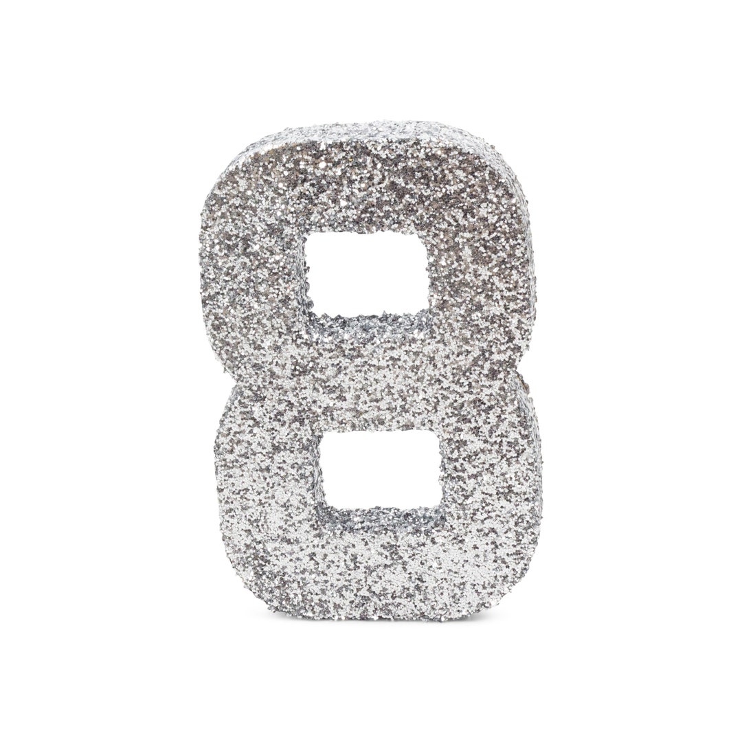 Giant Number 8 Silver Coarse 8 8 Smash Cake Prop, Table Deco XL Glitter ...