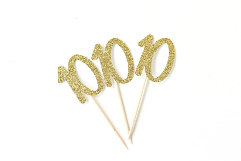 Number 10 Toothpick Toppers Gold Toothpick Topper Cupcake - Etsy