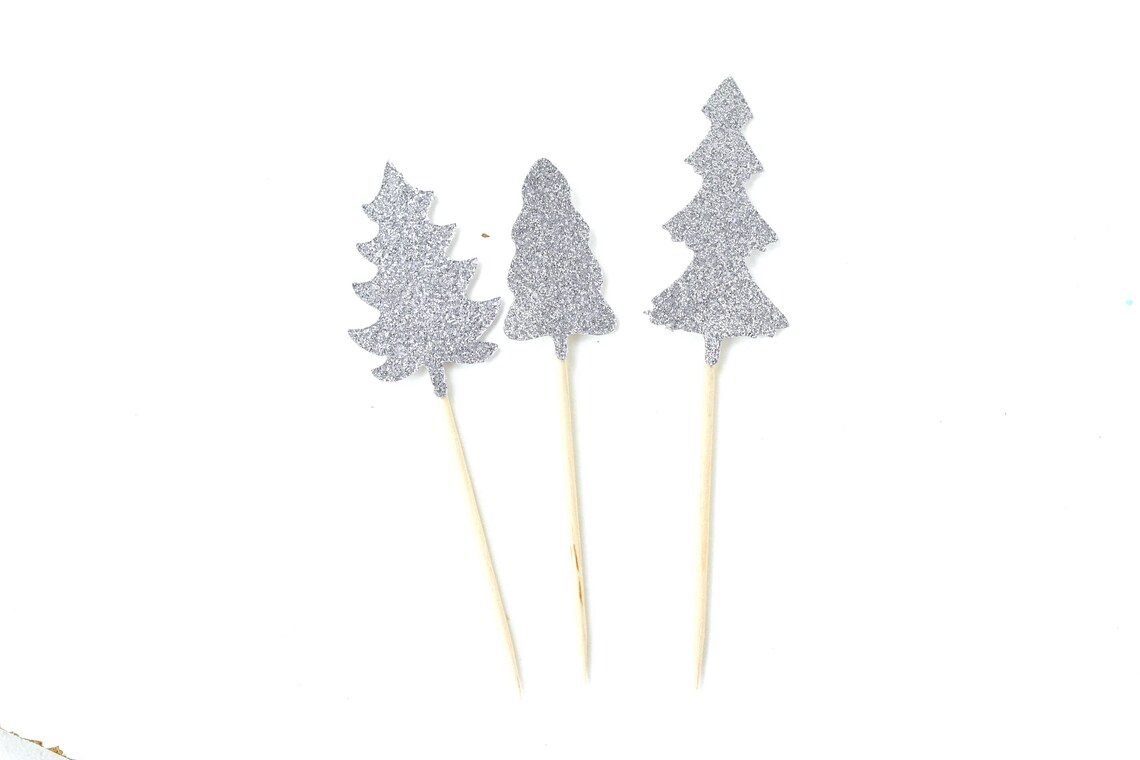 Pine Tree Toothpick Toppers Silver Toothpick Topper | Etsy