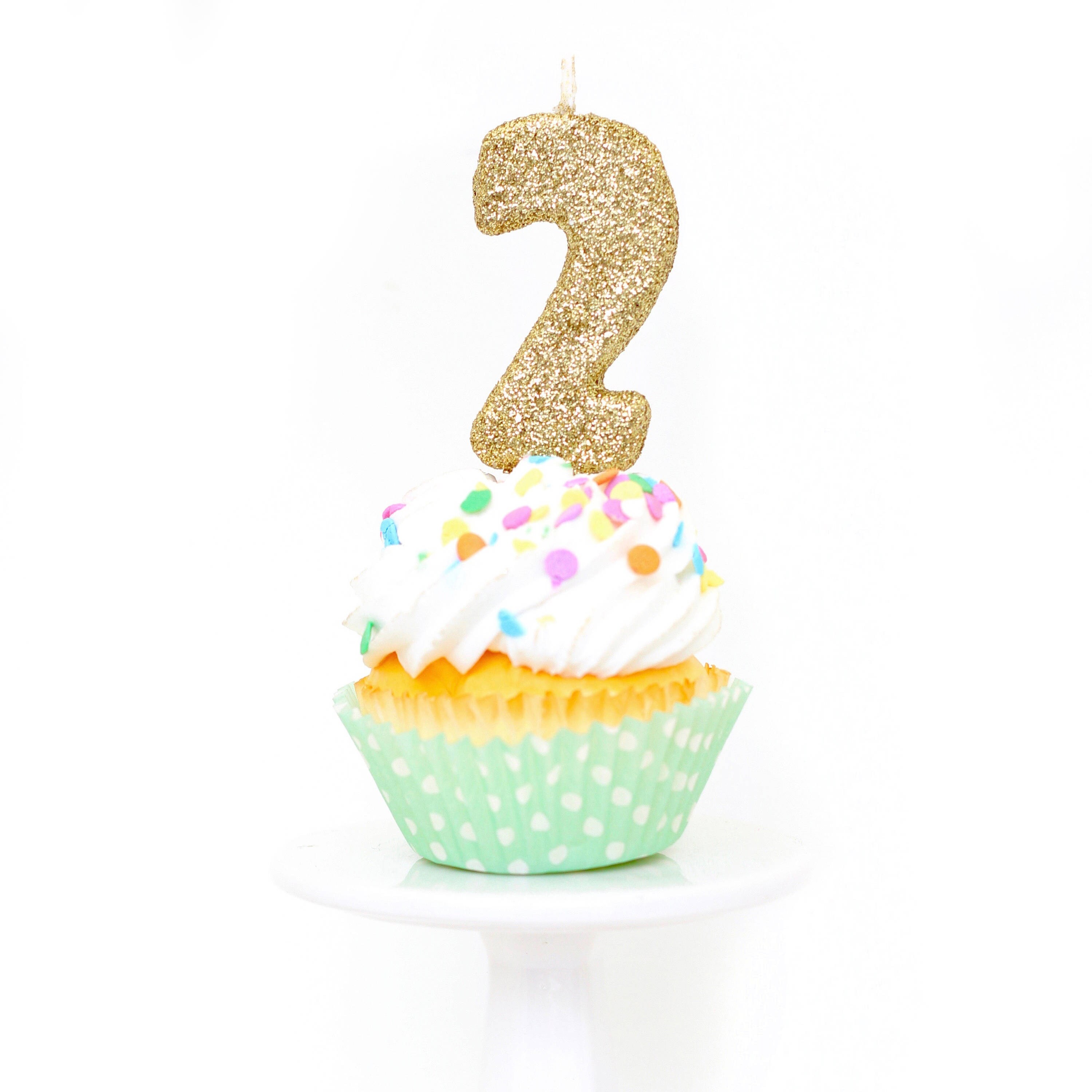 3 Number 2 Candle Gold Two Cake Topper Birthday - Etsy