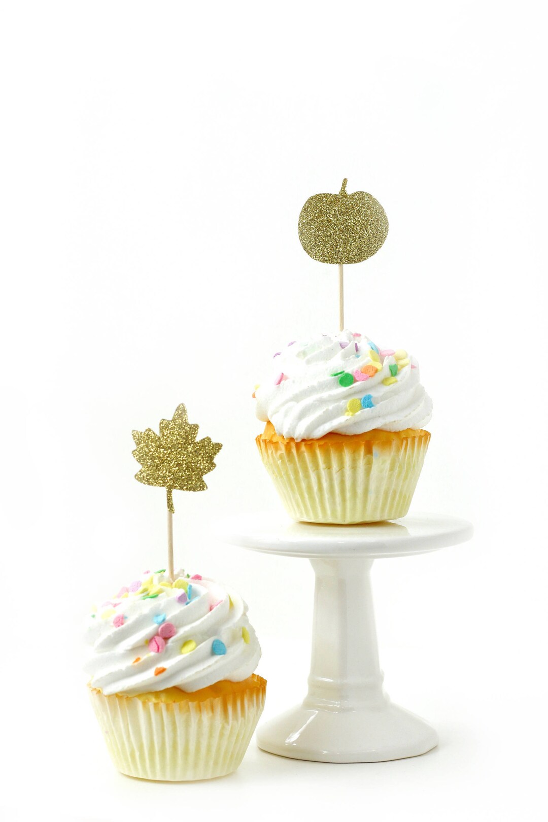 Pumpkin/leaf Toothpick Toppers Gold Toothpick Topper Cupcake Decoration ...