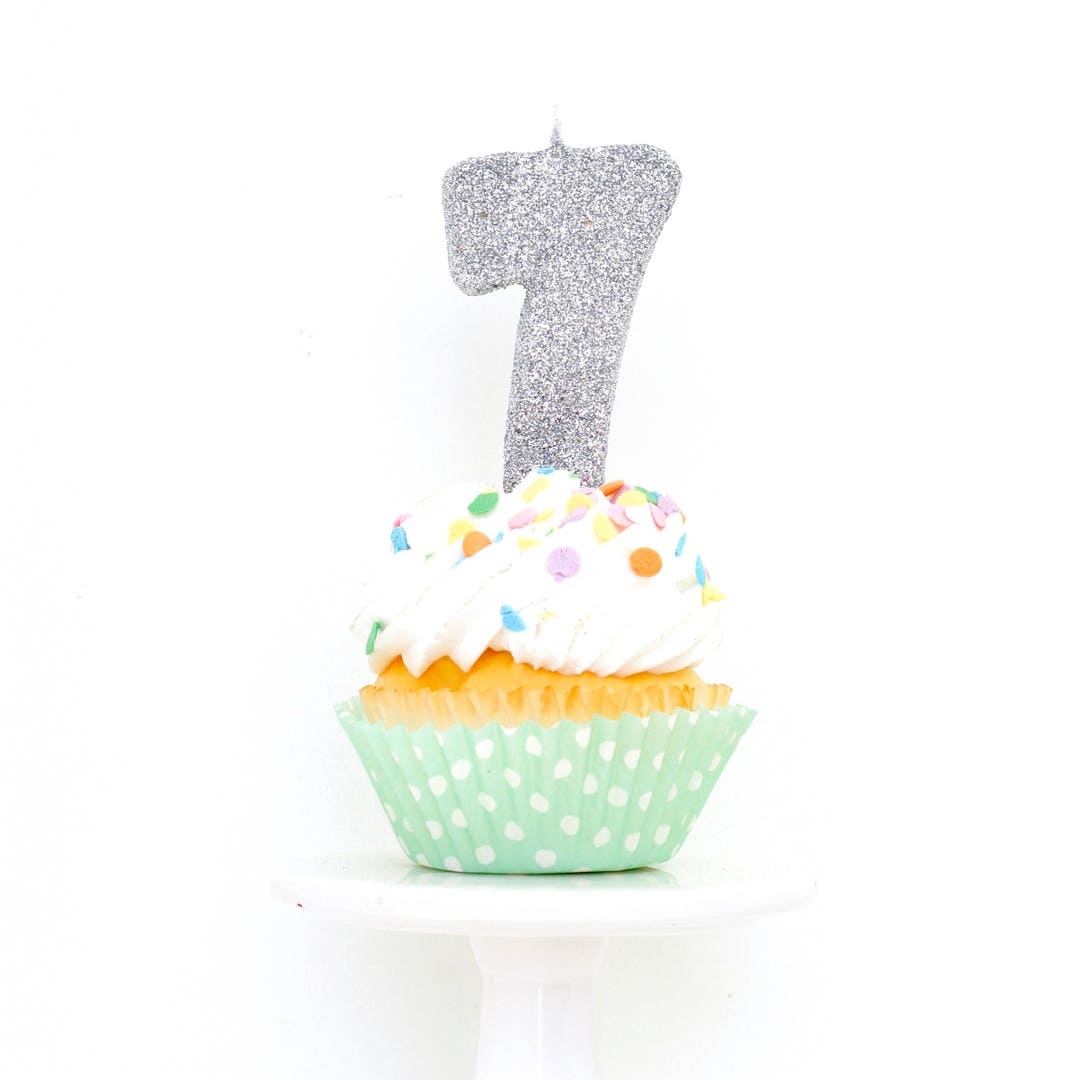 3 Number 7 Candle Silver Seven Cake Topper, Birthday, Seventh, 7th ...