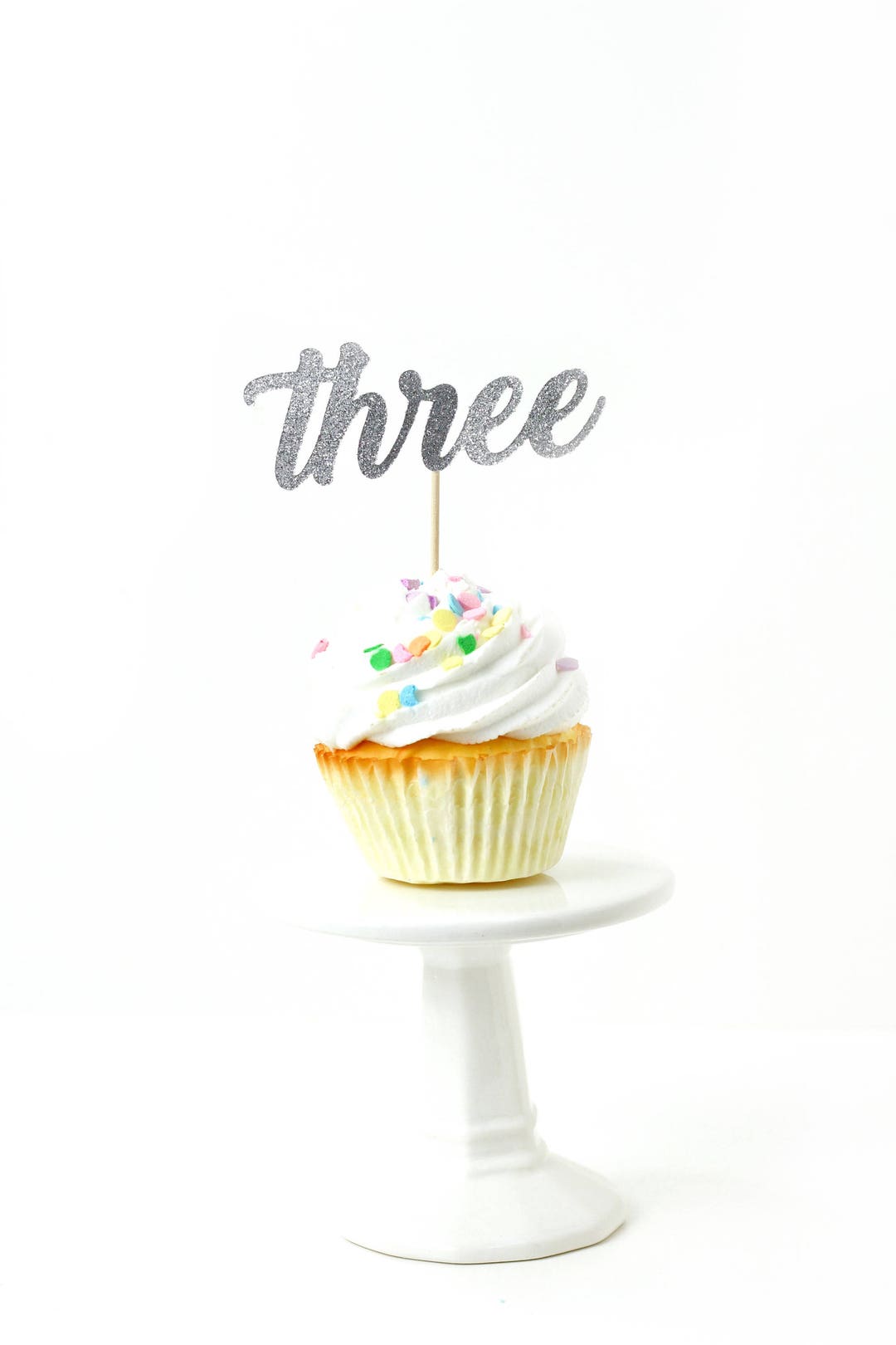 Number Three Toothpick Toppers Silver Toothpick Topper Cupcake ...