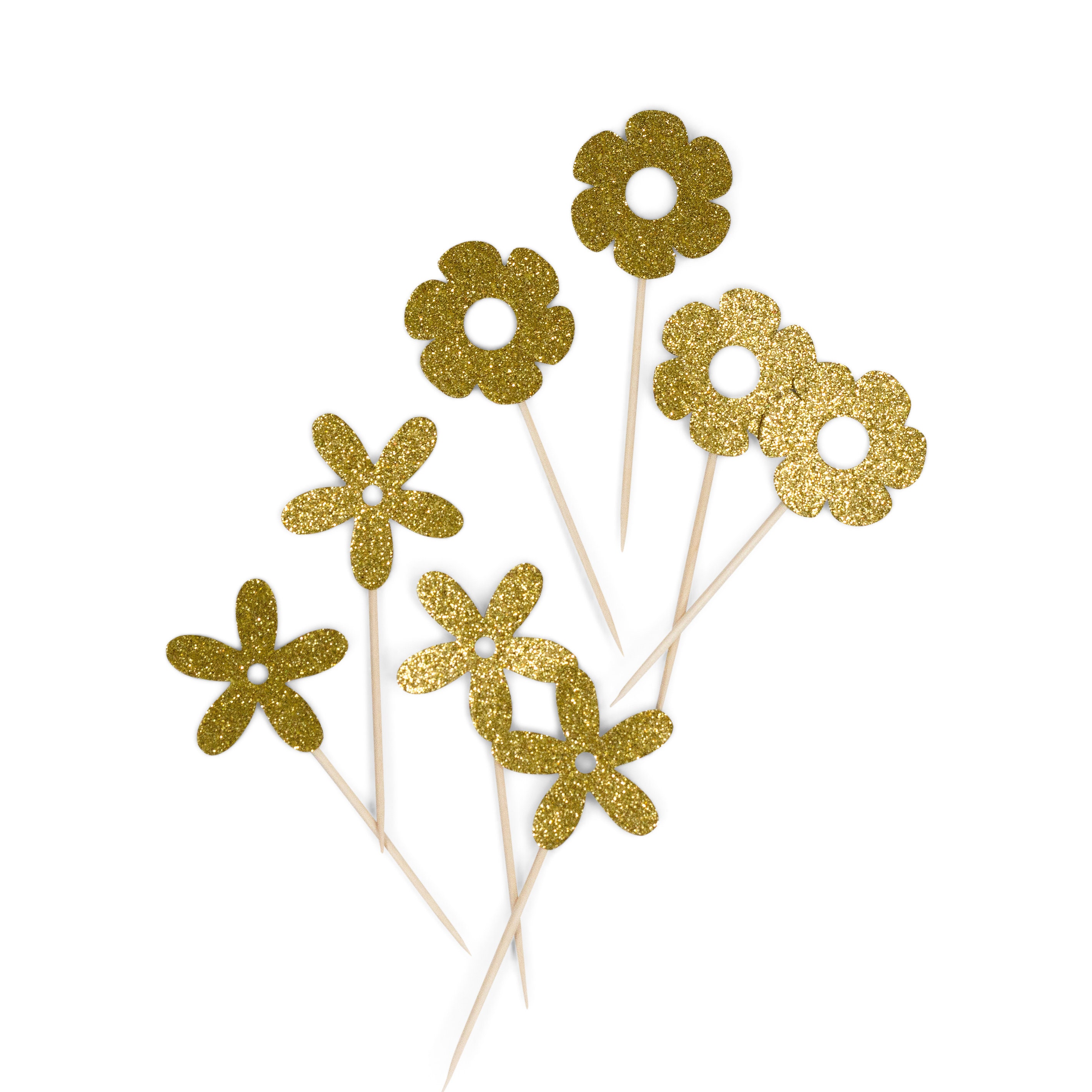 Flower Toothpick Toppers gold Silver Rose Gold Toothpick - Etsy