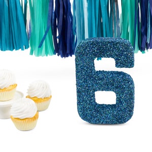 Giant Number 6 Coastal Sparkle 8 6 Smash Cake Prop Table Deco XL ...