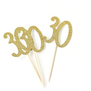 Number 30 Toothpick Toppers Gold Cupcake Decoration 30th - Etsy