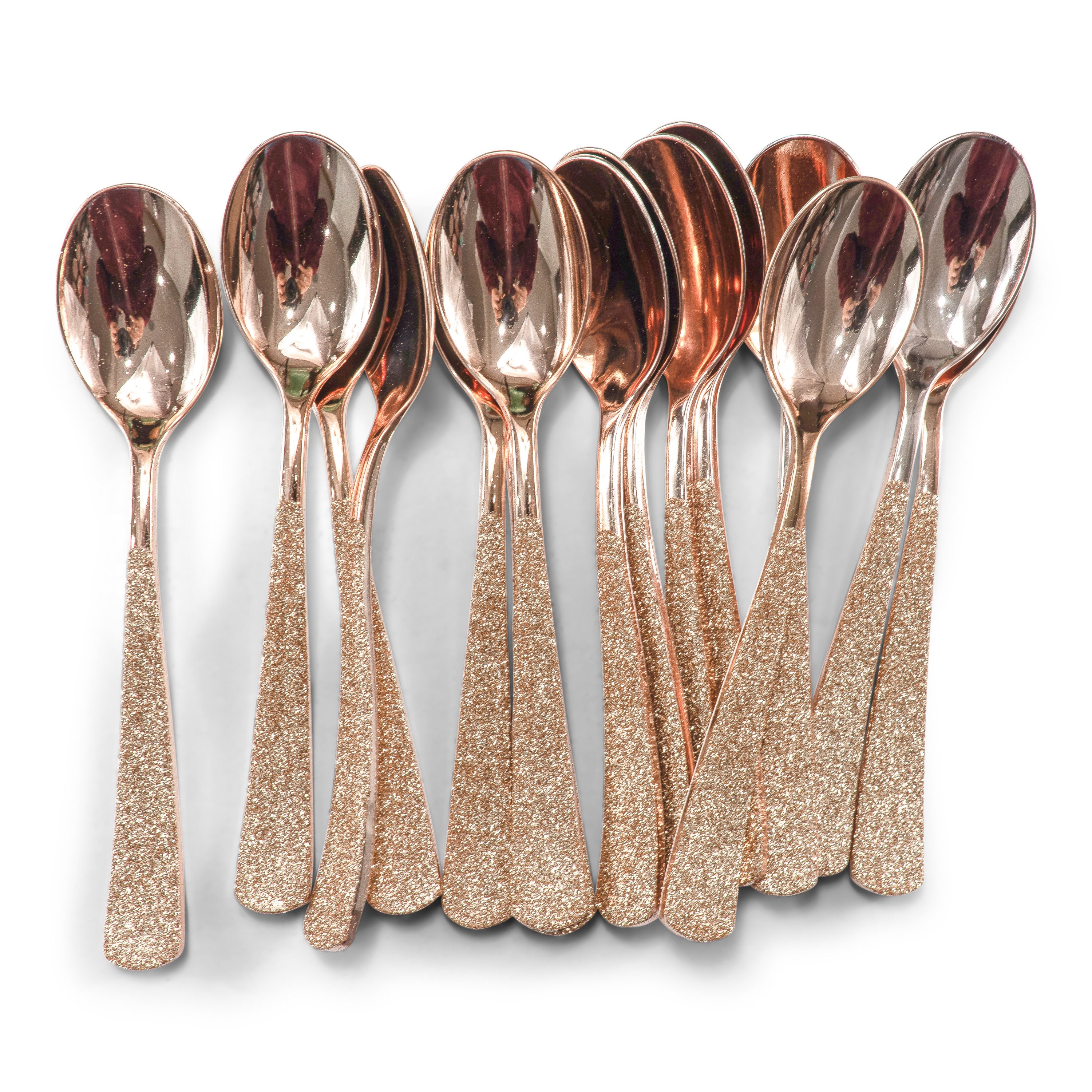 15pc Rose Gold Spoons Rose Gold Glitter Decorative | Etsy