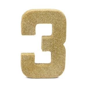 Giant Number 3 Gold Fine 8 3 Smash Cake Prop, Table Deco, XL Glitter ...