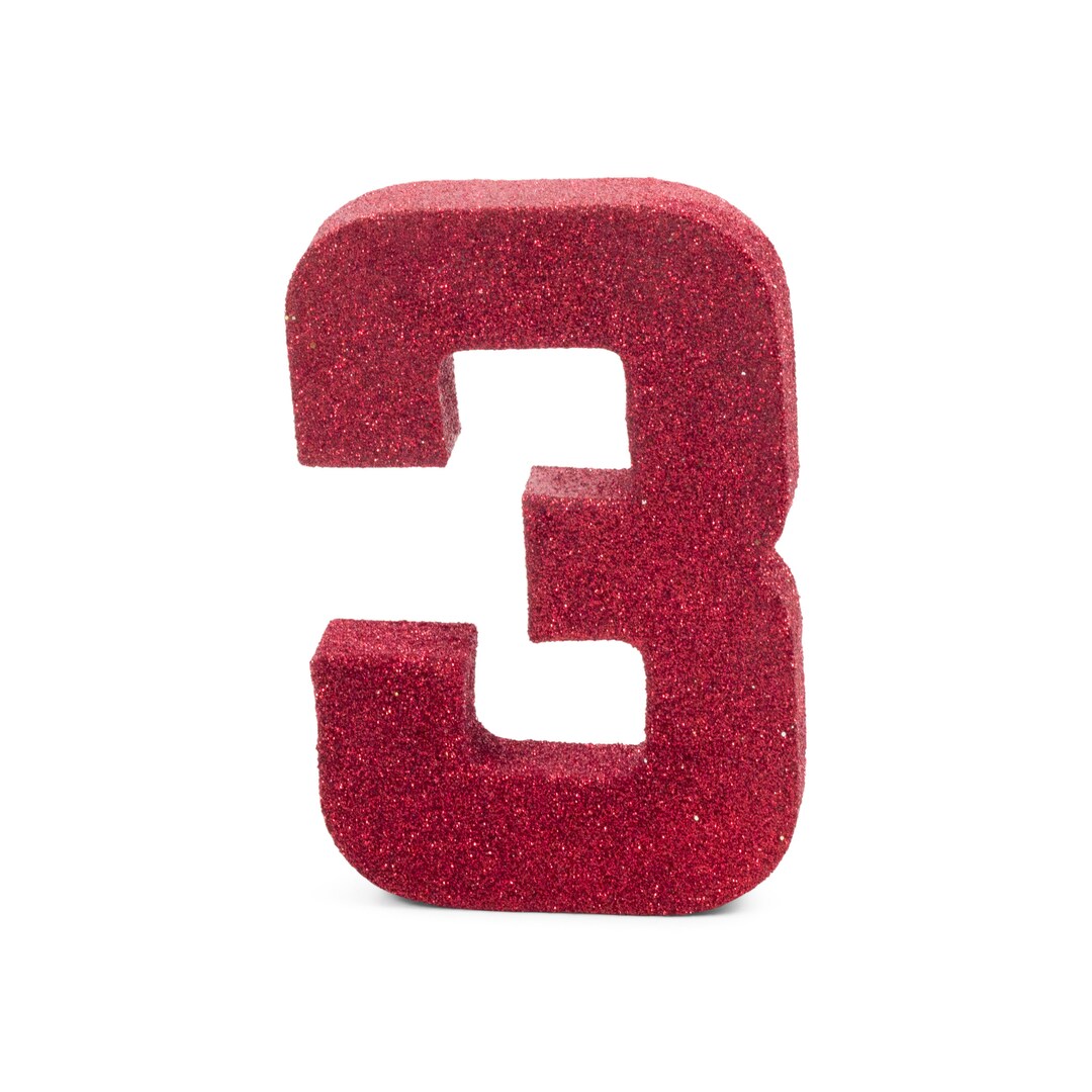 Giant Number 3 Red 8 3 Smash Cake Prop, Table Deco, XL Glitter Number ...