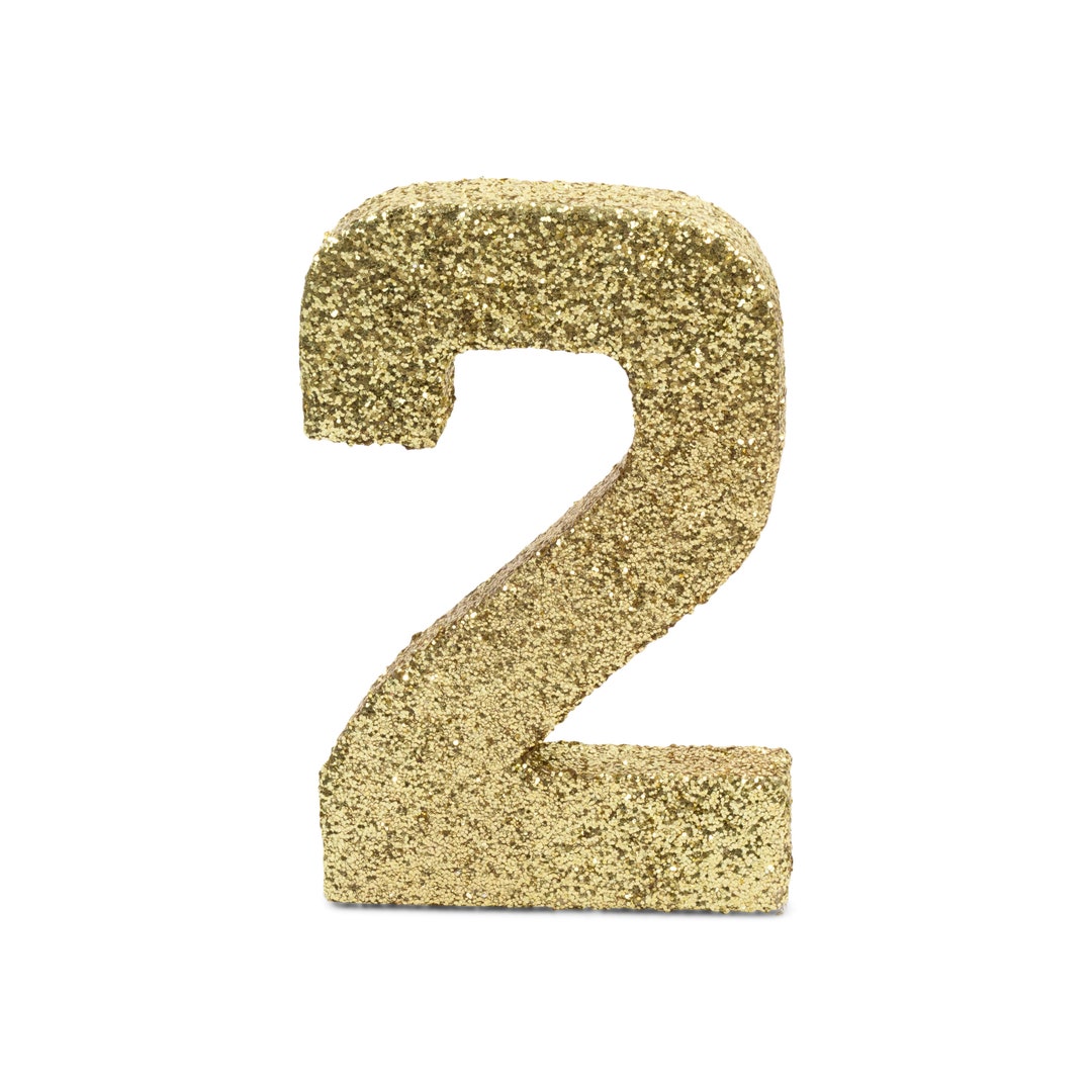 Giant Number 2 Gold Coarse 8 2 Smash Cake Prop, Table Deco, XL Glitter ...