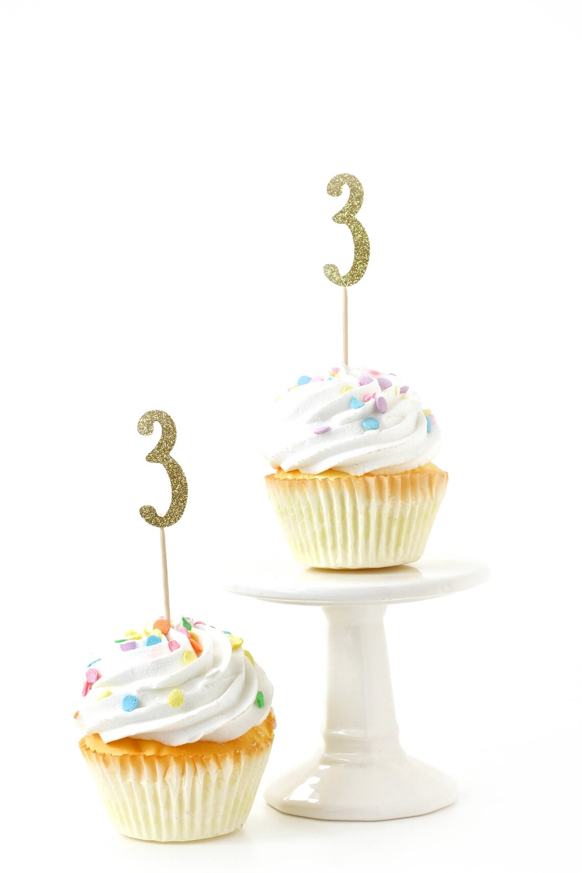Number 3 Toothpick Toppers Gold Toothpick Topper Cupcake - Etsy