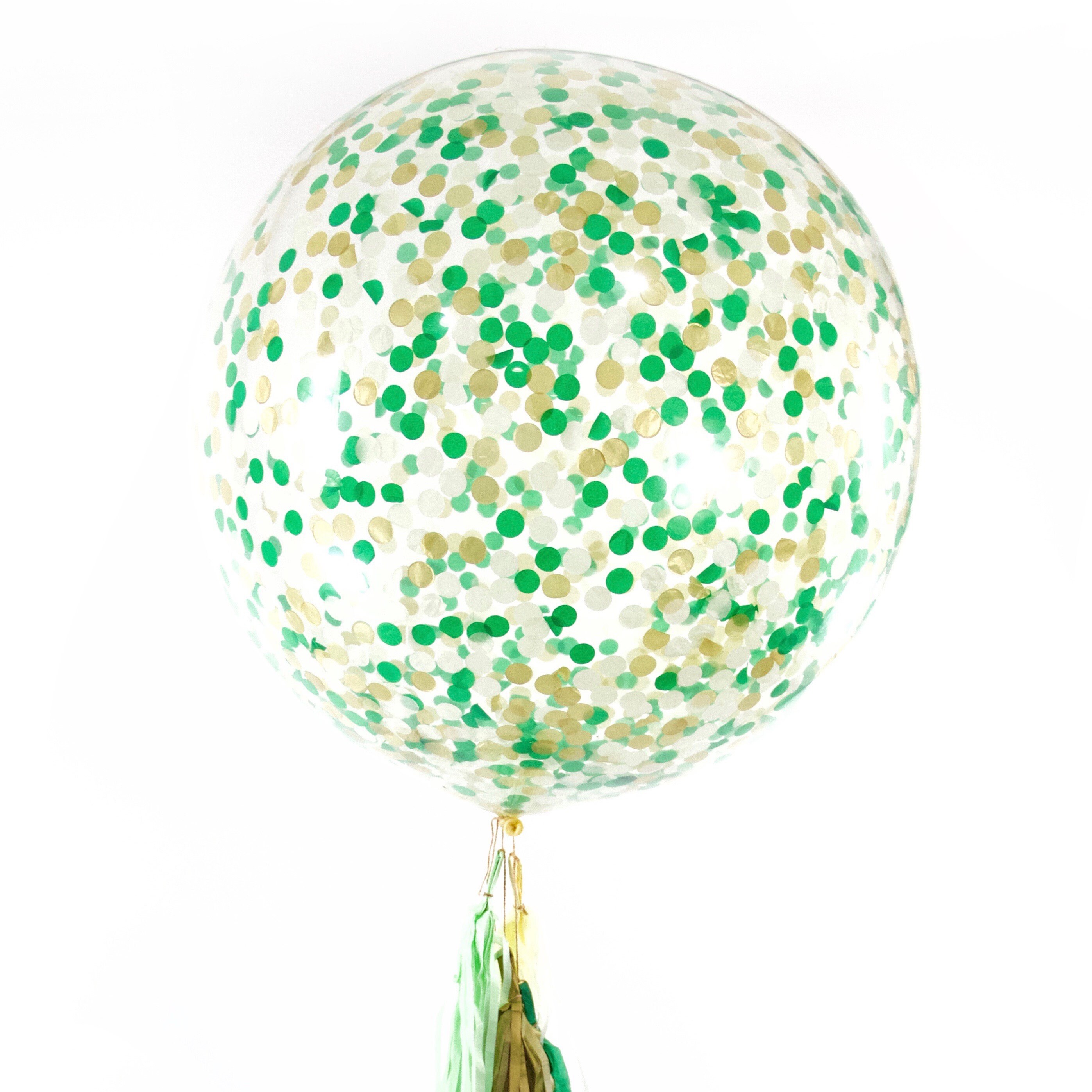Large Confetti Balloon Gold Green Cream Giant Confetti - Etsy
