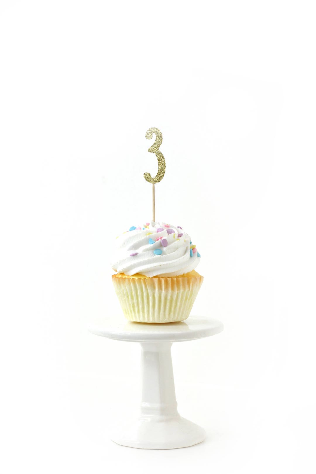 Number 3 Toothpick Toppers Gold Toothpick Topper Cupcake Decoration ...