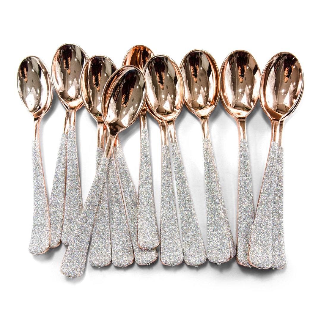 15pc Rose Gold Spoons Holographic Glitter Decorative - Etsy
