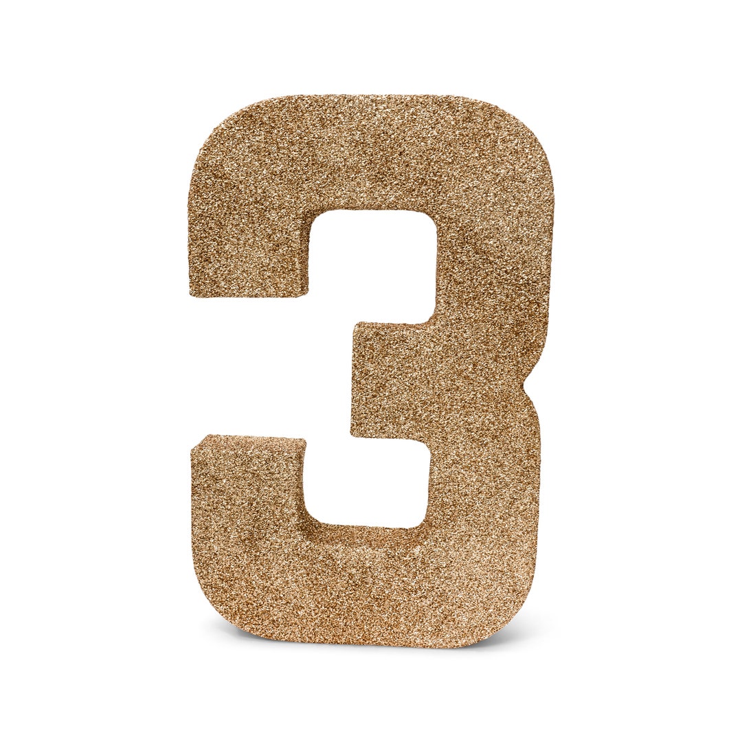 Giant Number 3 Rose Gold 8 3 Smash Cake Prop, Table Deco, XL Glitter ...