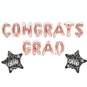 Rose Gold congrats Grad Balloon Banner 16 Letter Balloons Rose Gold ...
