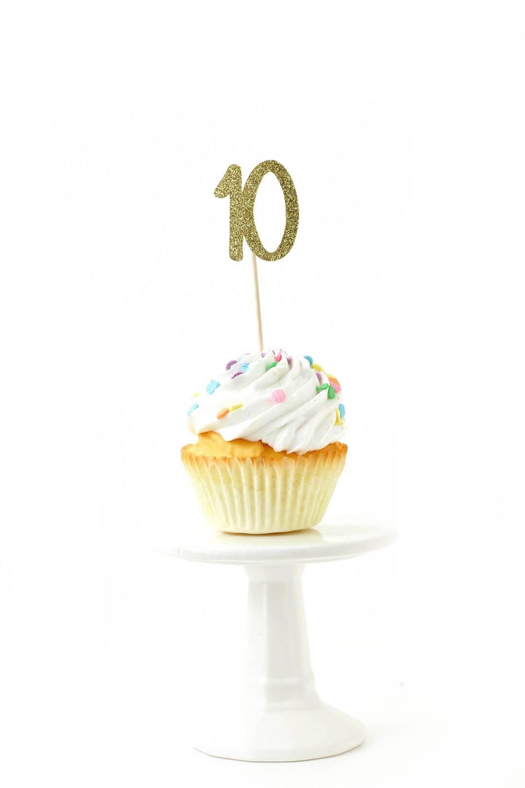 Number 10 Toothpick Toppers Gold Toothpick Topper Cupcake Decoration ...