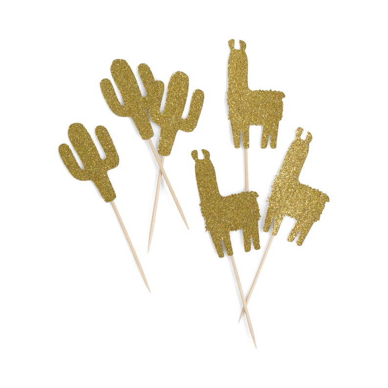Cactus/llama Toothpick Toppers Gold Silver Rose Gold - Etsy