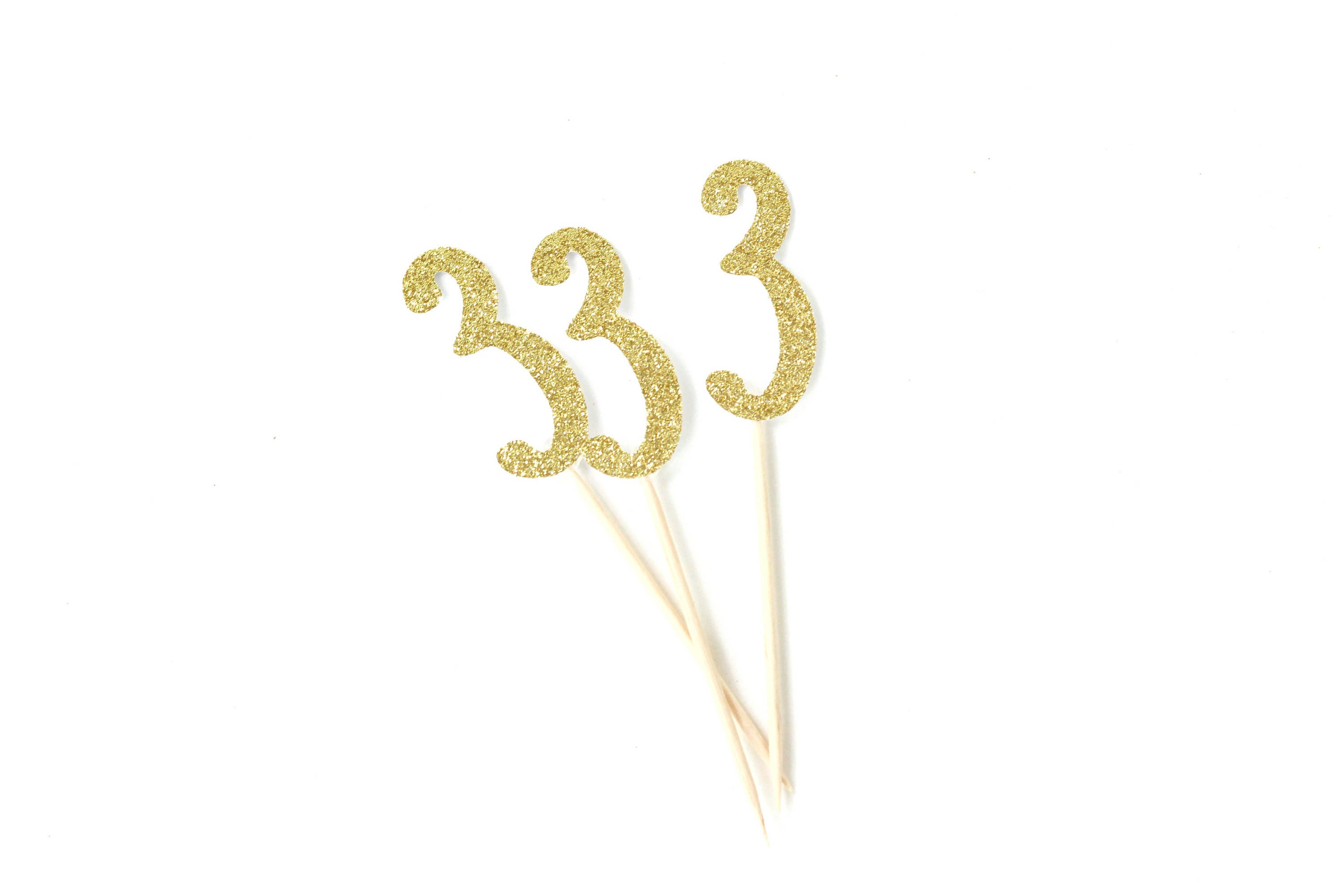 Number 3 Toothpick Toppers Gold Toothpick Topper Cupcake | Etsy