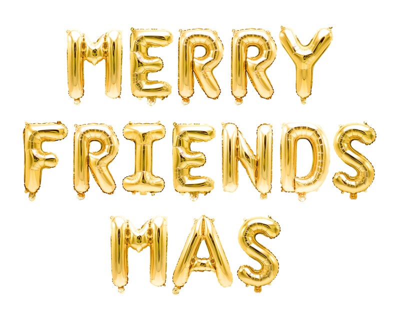 Gold merry Friendsmas Balloon Banner 16 - Etsy