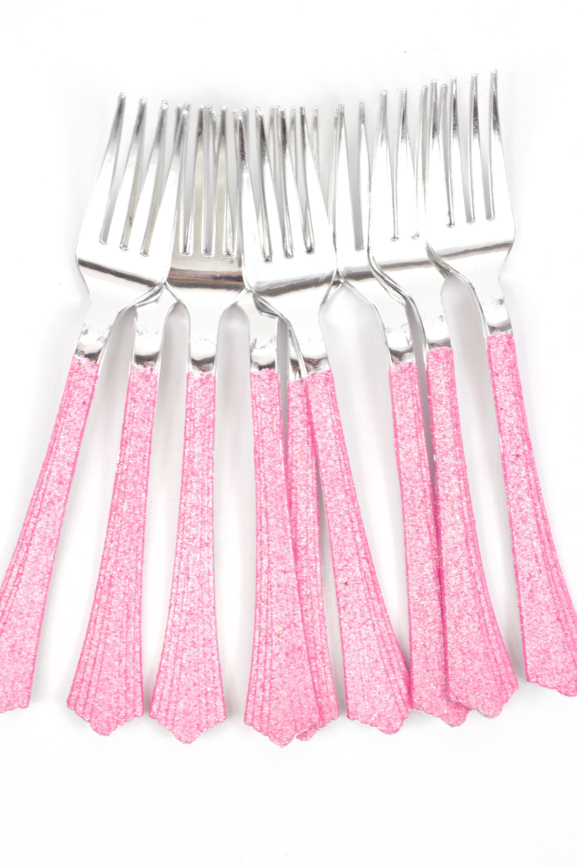 15pc Silver Forks Hot Pink Glitter Decorative Silverware - Etsy
