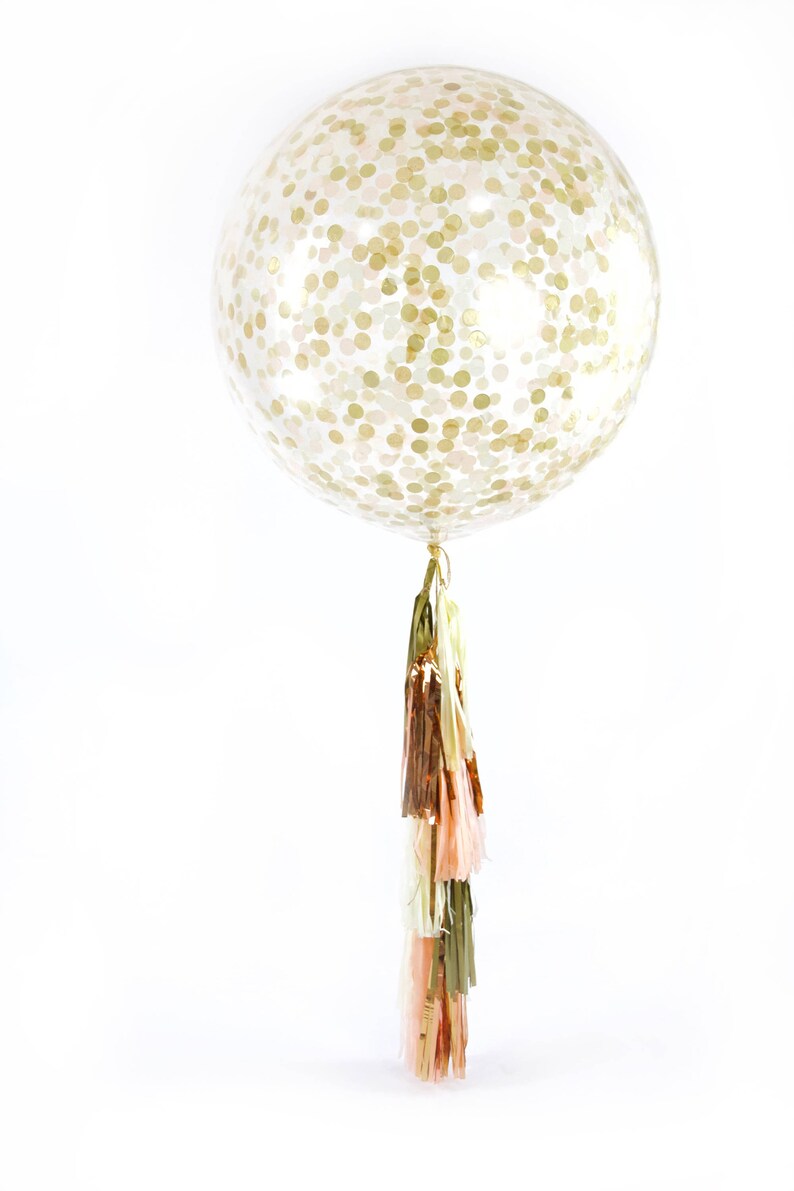 Large Confetti Balloon Cream Gold Peach Giant Confetti | Etsy