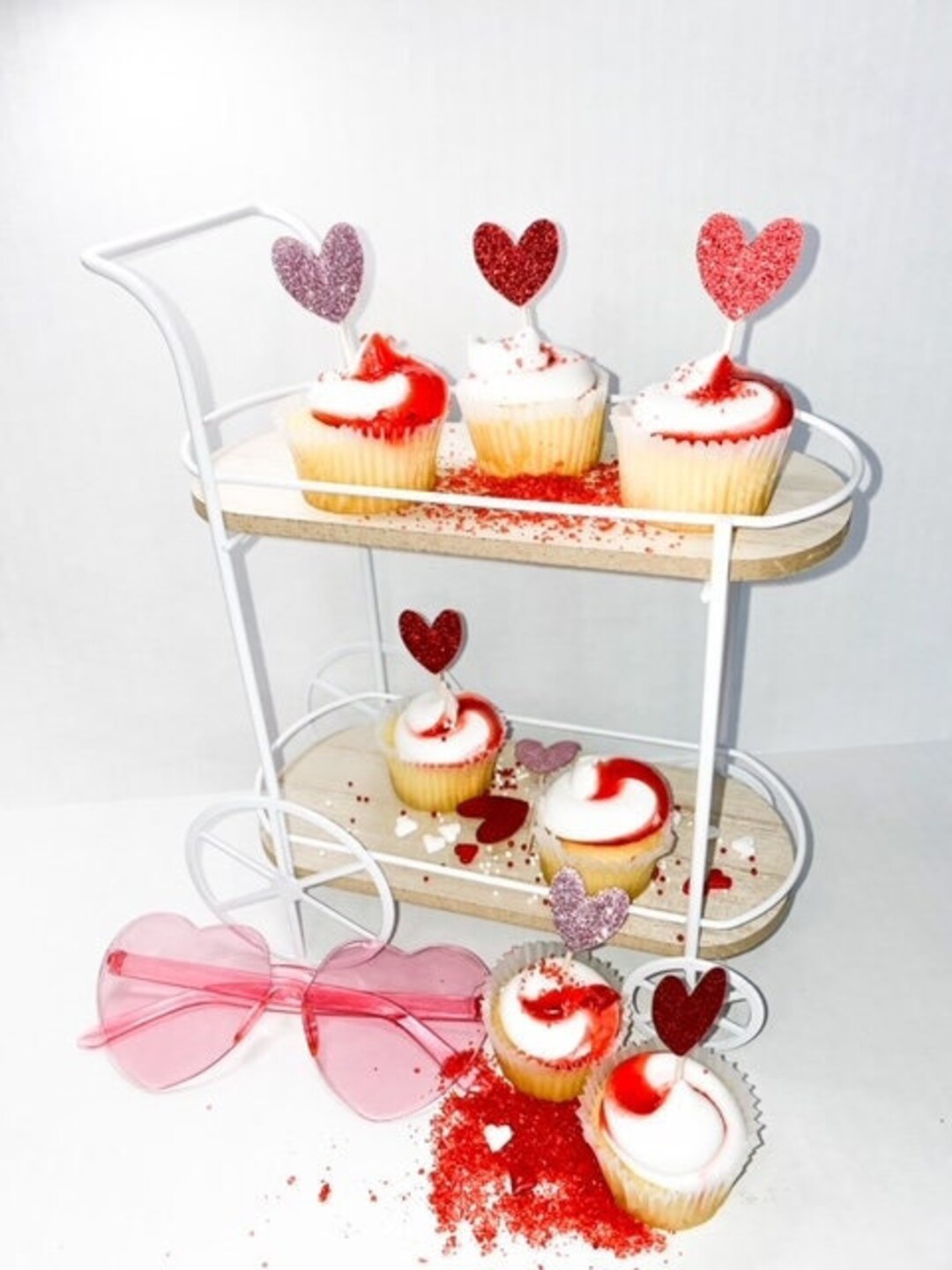 Heart Toothpick Toppers Rose Gold Toothpick Topper Cupcake Decoration ...