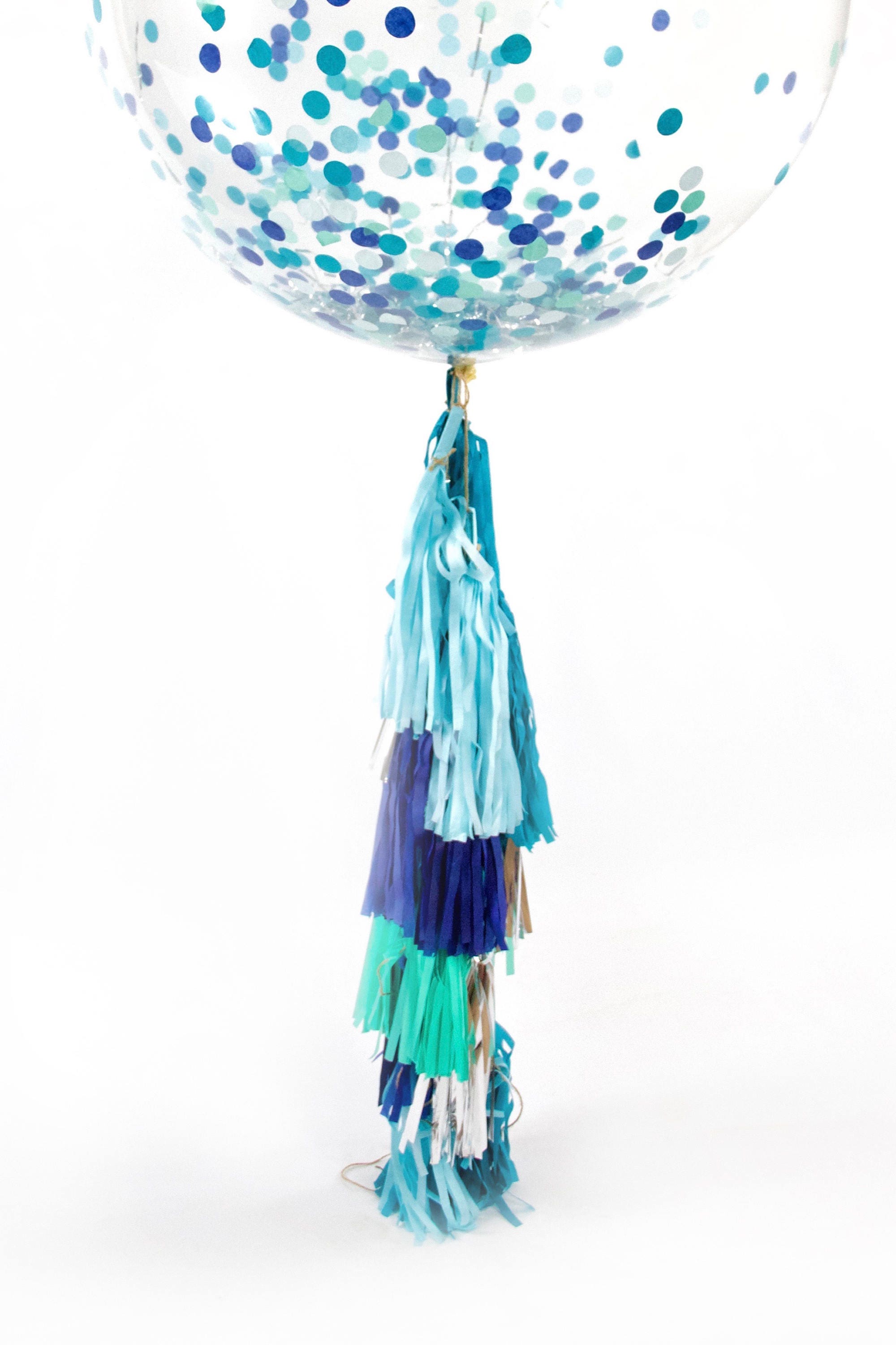 Large Confetti Balloon Mint Navy Blue Teal Giant Confetti | Etsy