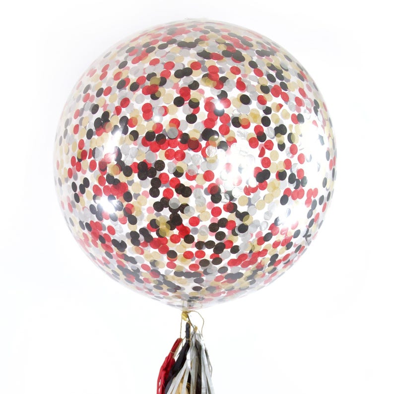 Large Confetti Balloon Black Red Silver Brown Giant Confetti - Etsy ...