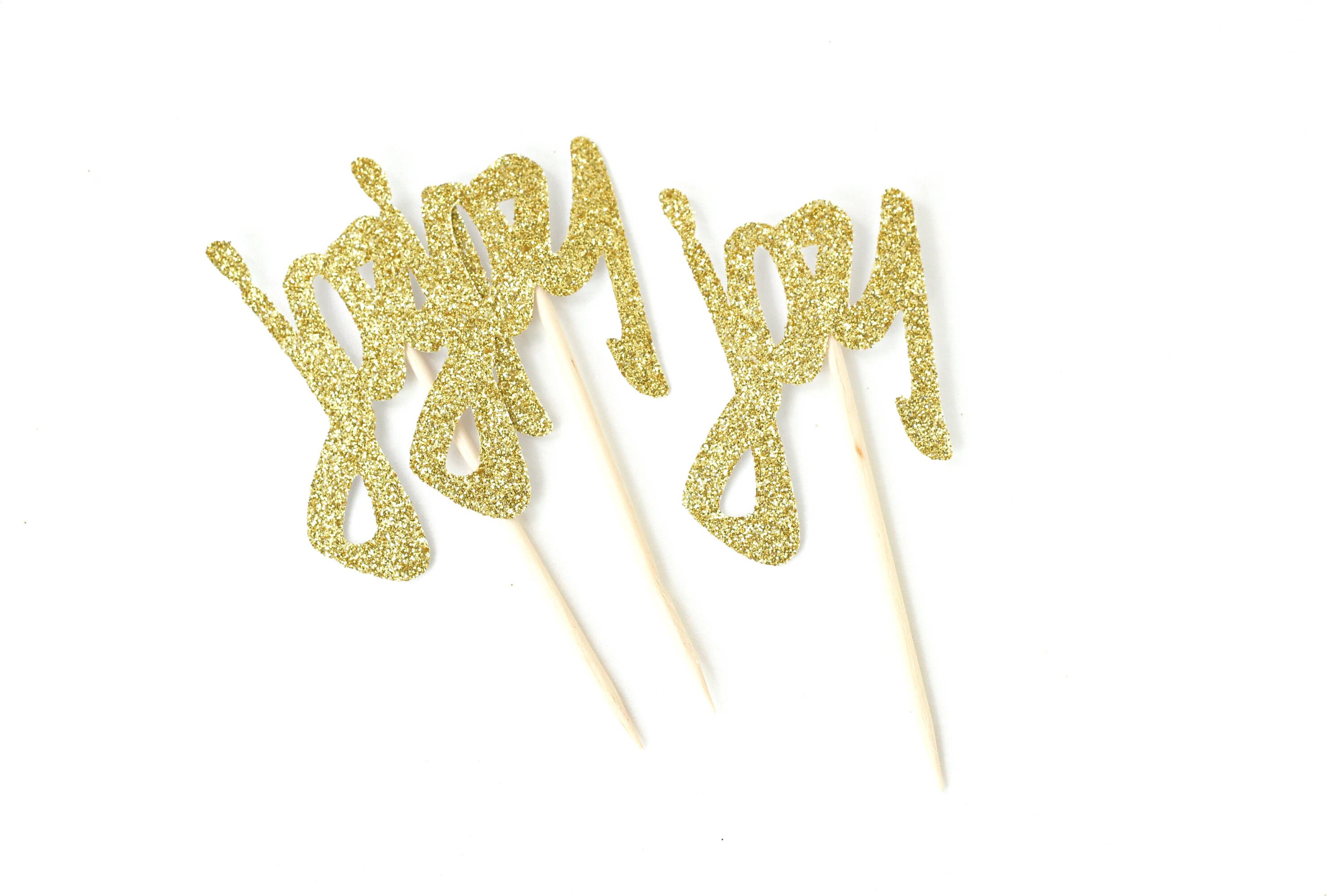 Joy Toothpick Toppers Gold Toothpick Topper Cupcake | Etsy