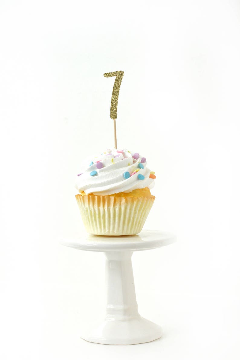 Number 7 Toothpick Toppers Gold Toothpick Topper Cupcake | Etsy