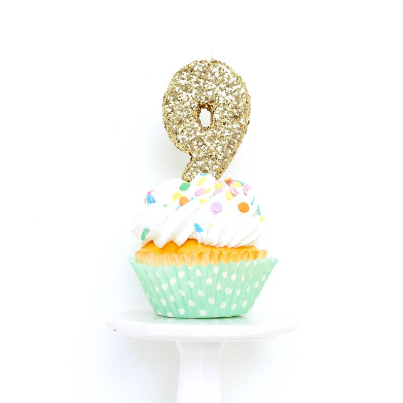 3 Number 9 Candle Gold Nine Cake Topper Birthday - Etsy
