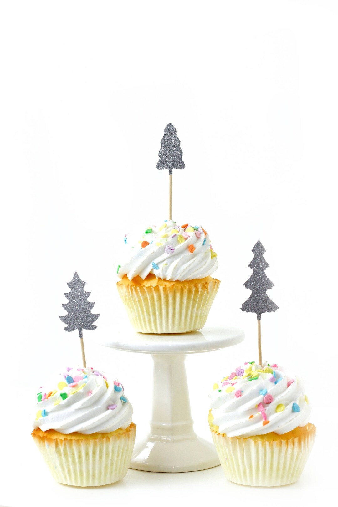 Pine Tree Toothpick Toppers Silver Toothpick Topper Cupcake Decoration ...