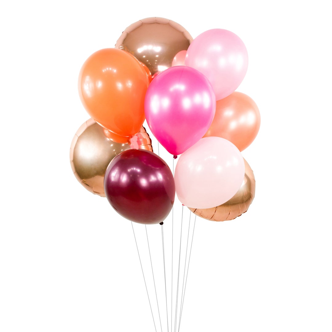 Balloon Cluster Rose Gold Burgundy Pink Coral Giant Balloons pretty N ...