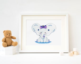 Elephant Watercolor Elephant Nursery Set Pink Elephant | Etsy