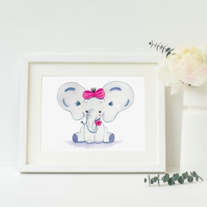 Elephant Watercolor, Elephant Nursery Set, Pink Elephant, Nursery Decor ...