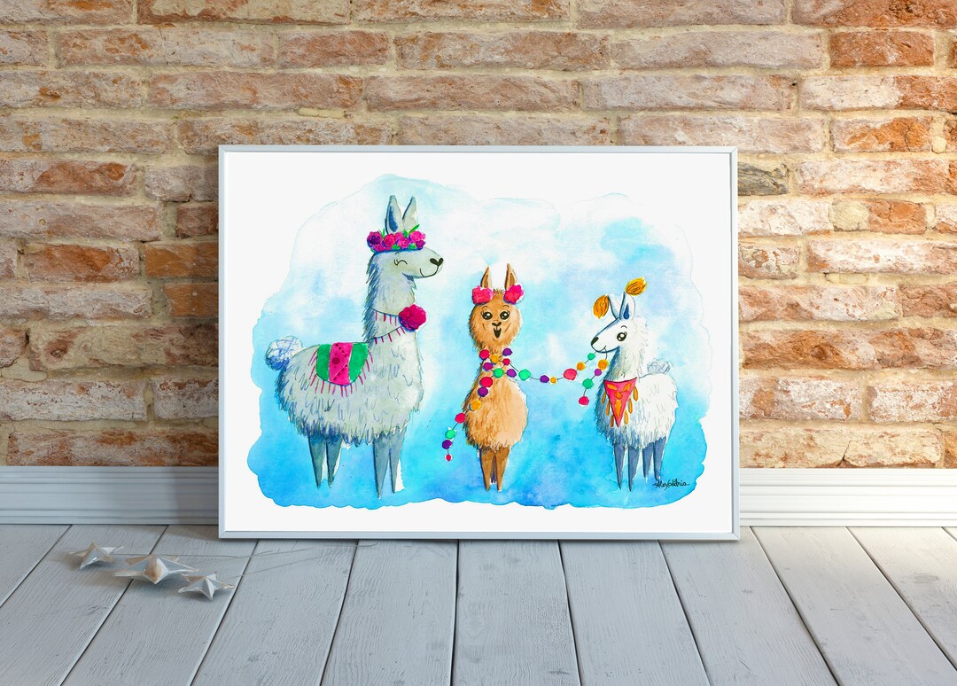 Llama Poster, Alpaca Wall Art, Mama Llama, Cute Kids Room Decor - Etsy