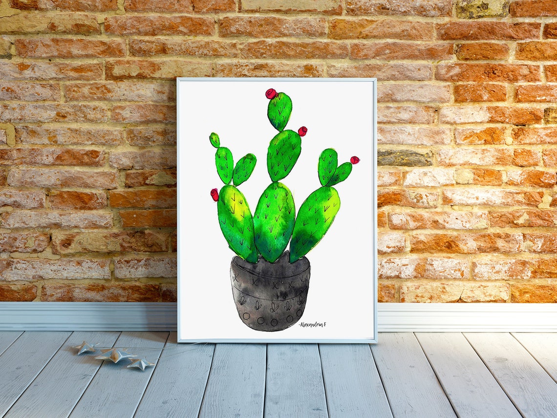 Watercolor Cactus Poster, Succulent Wall Art, Gallery Decor Print - Etsy