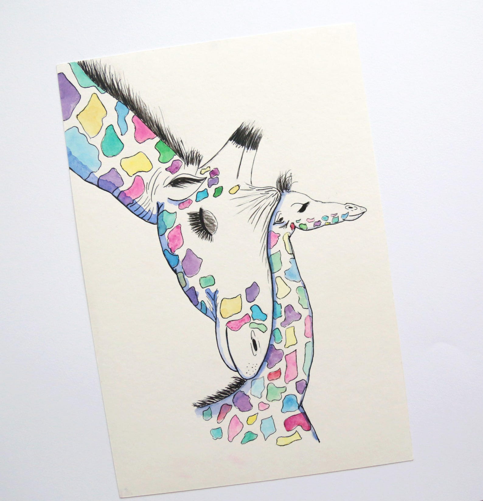 Pastel Nursery Room Giraffe and Baby Giraffe Print Art Mommy and Baby ...