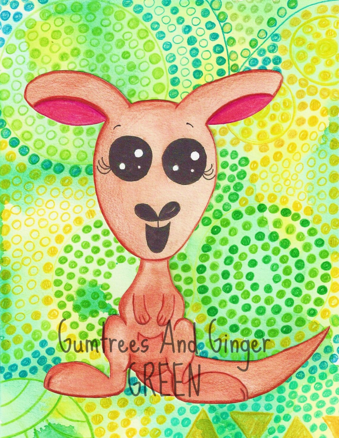 Watercolor Kangaroo Print Australian Art Aboriginal Art - Etsy