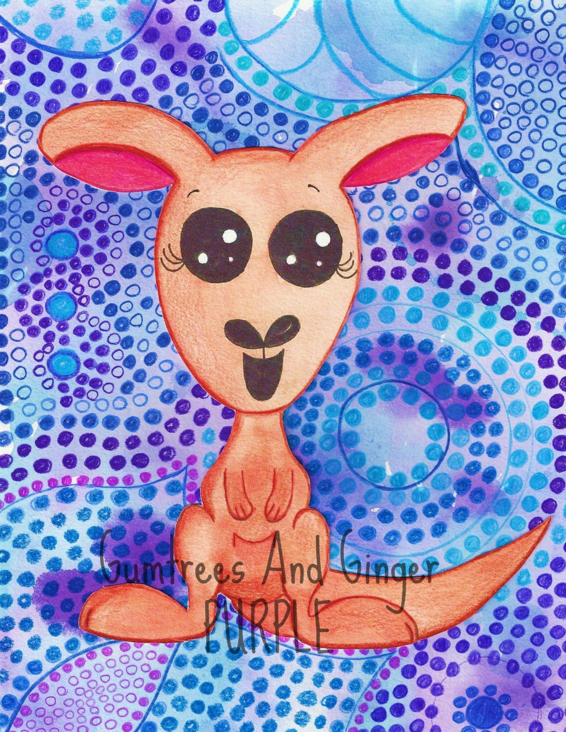 Watercolor Kangaroo Print, Australian Art, Aboriginal Art, Kangaroo ...