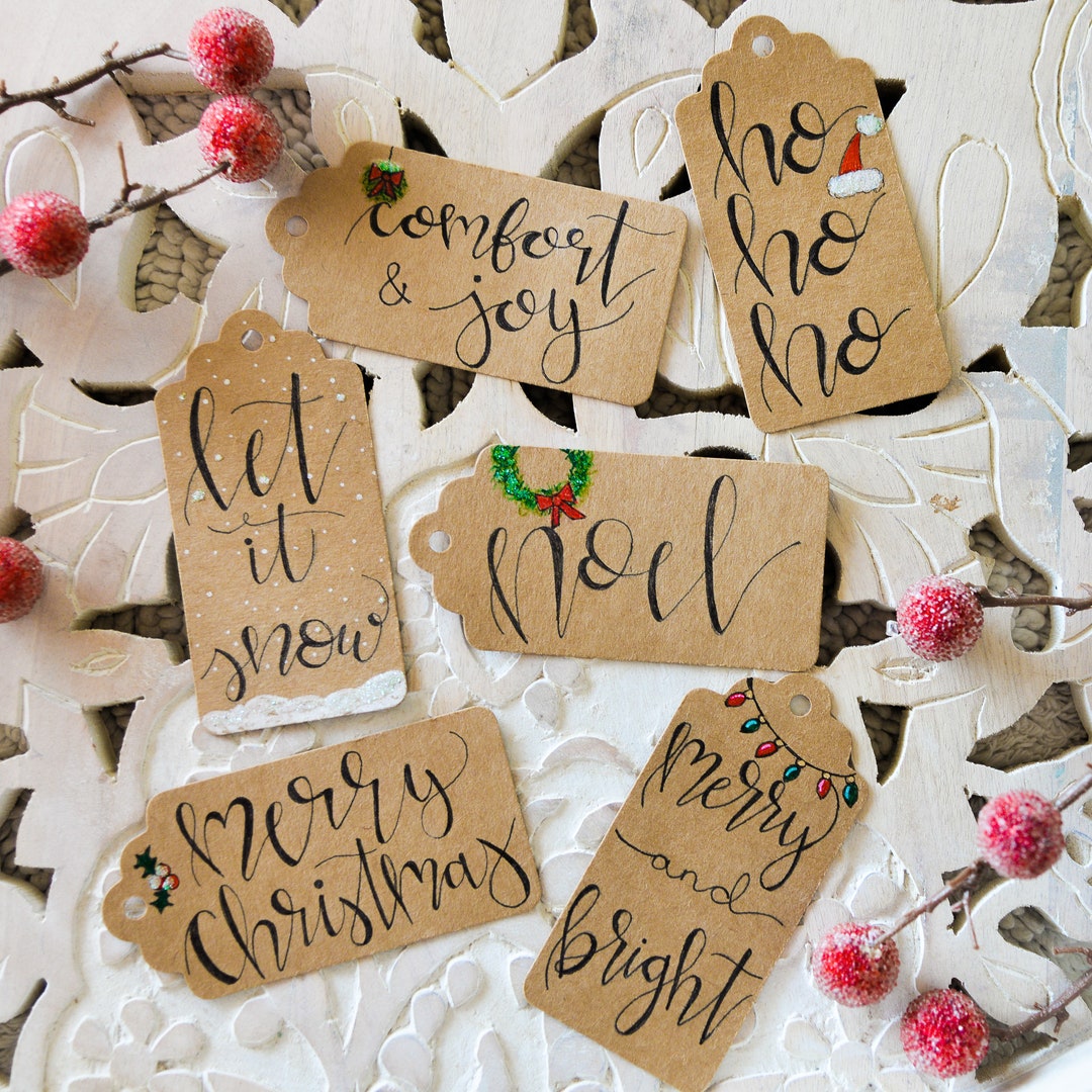 Hand Lettered Christmas Gift Tags | Holiday Label | Handmade - Etsy