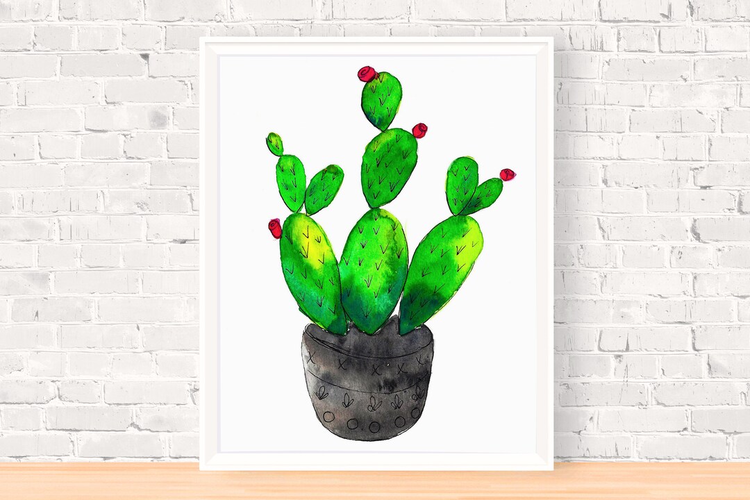 Watercolor Cactus Poster, Succulent Wall Art, Gallery Decor Print - Etsy