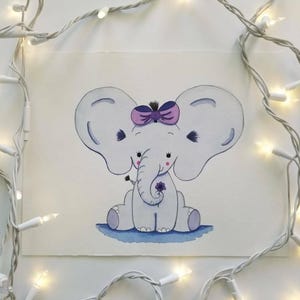 Elephant Watercolor, Elephant Nursery Set, Pink Elephant, Nursery Decor ...